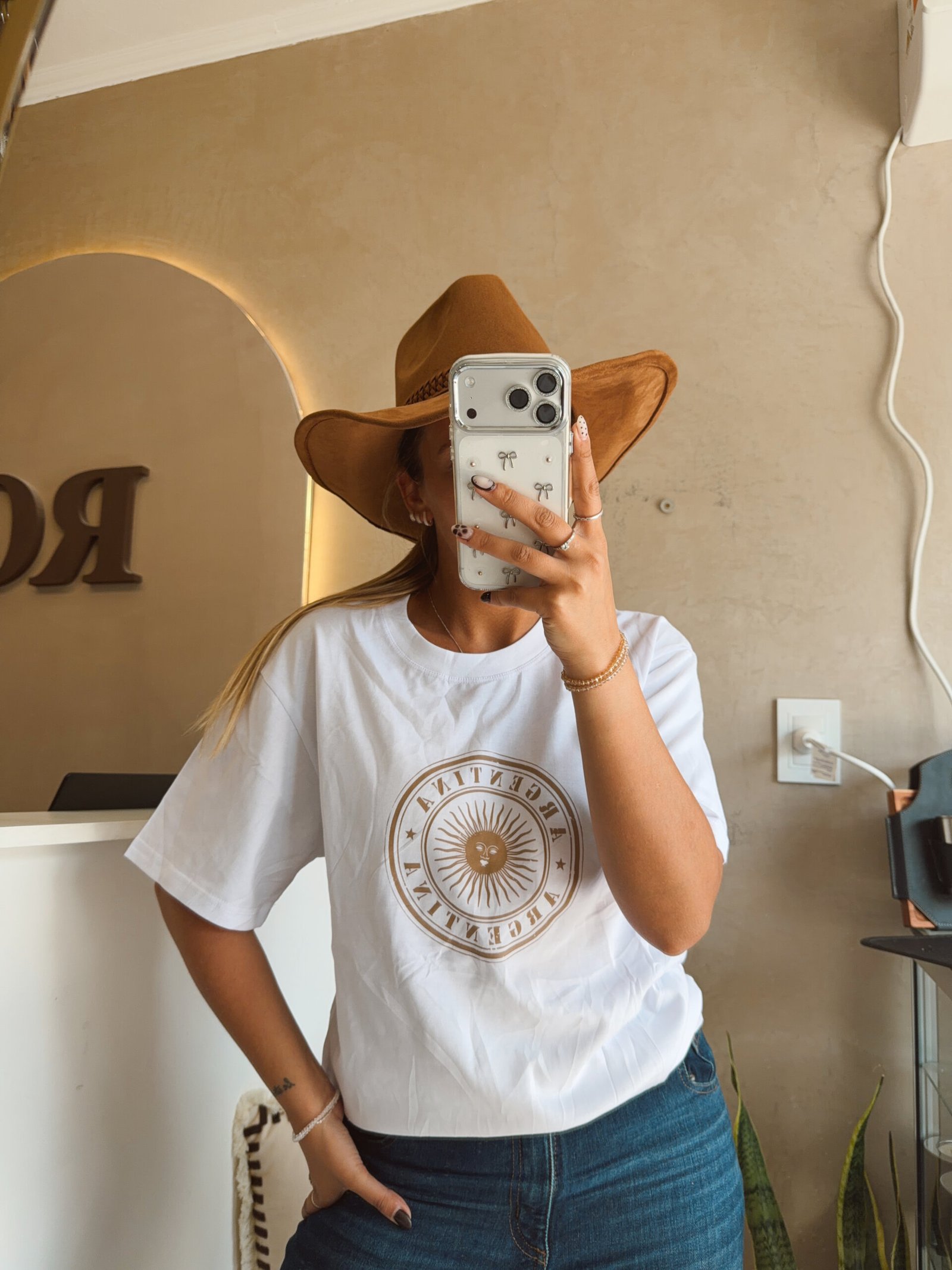 REME ALGODON PREMIUM OVER CIRCULO ARG BLANCO - Rincon Gaucho